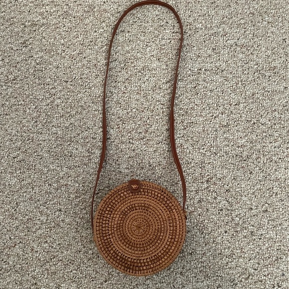 Bags | Round Rattan Wicker Summer Bag Purse | Poshmark